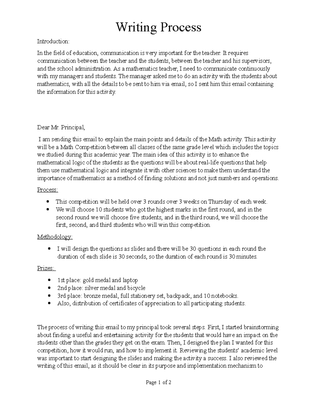 Written Assignment-Unit8 - Writing Process Introduction: In the field ...