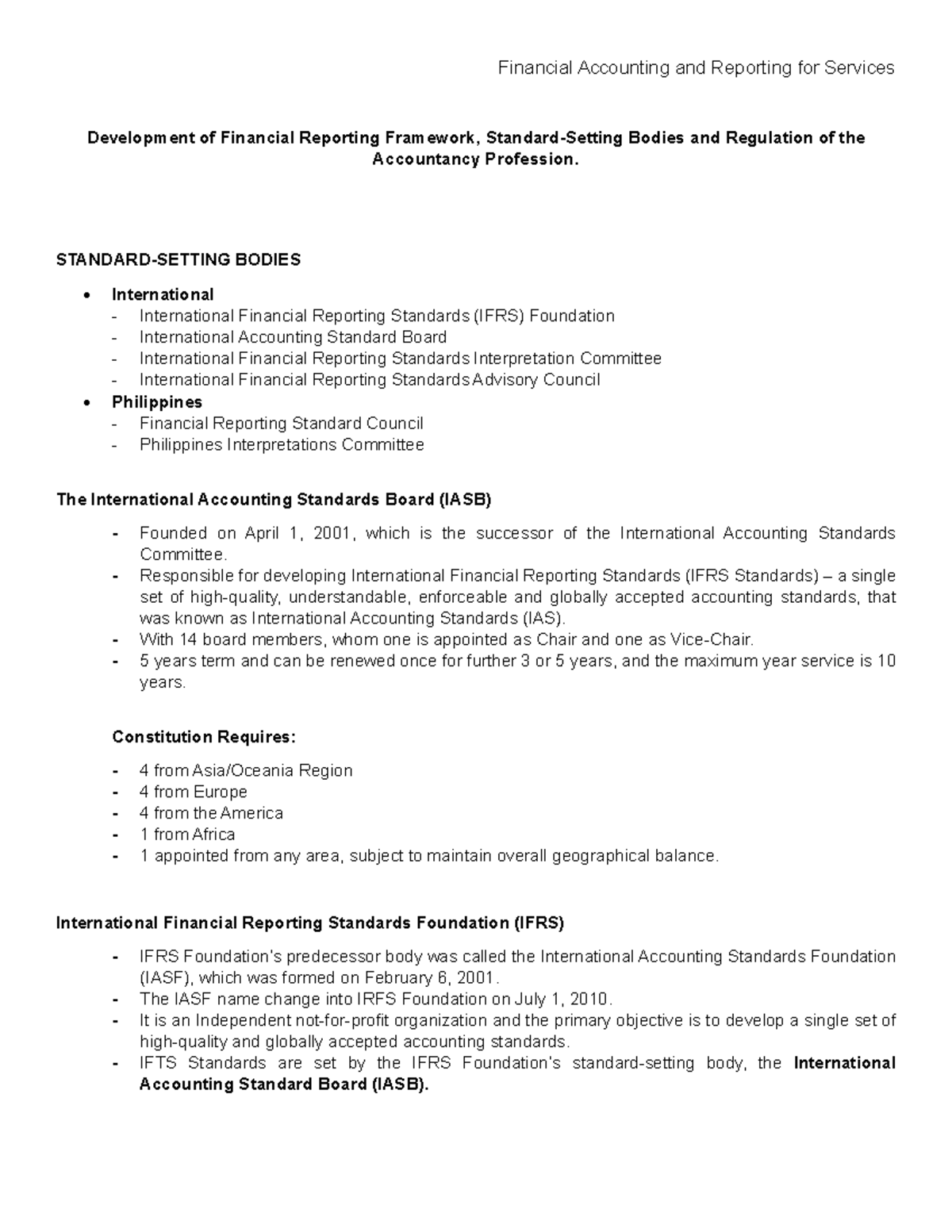 Dev FRSF and Con Frame FRA - Financial Accounting and Reporting for ...