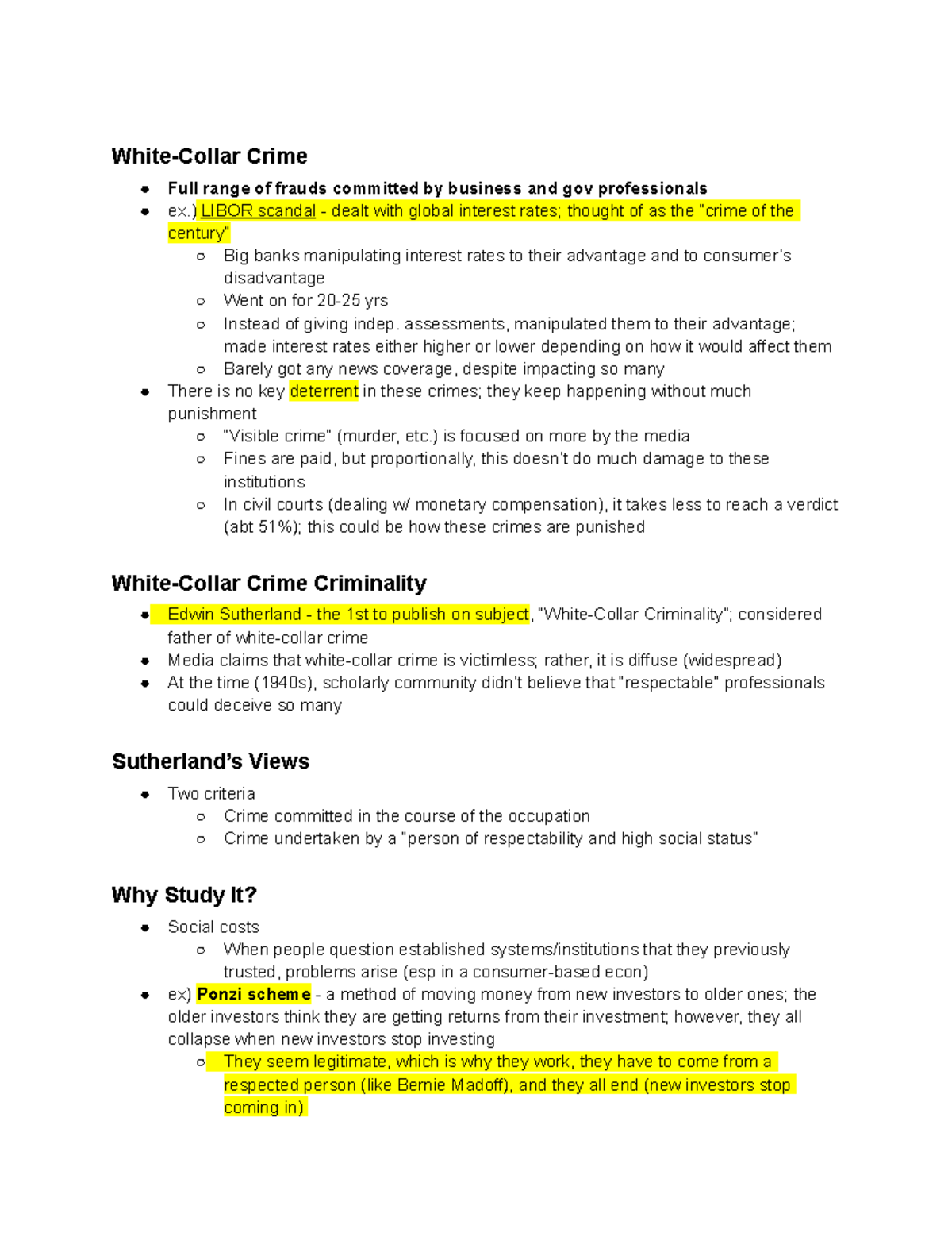 CJ - 1 19 17 - Lecture notes 2 - White-Collar Crime Full range of ...
