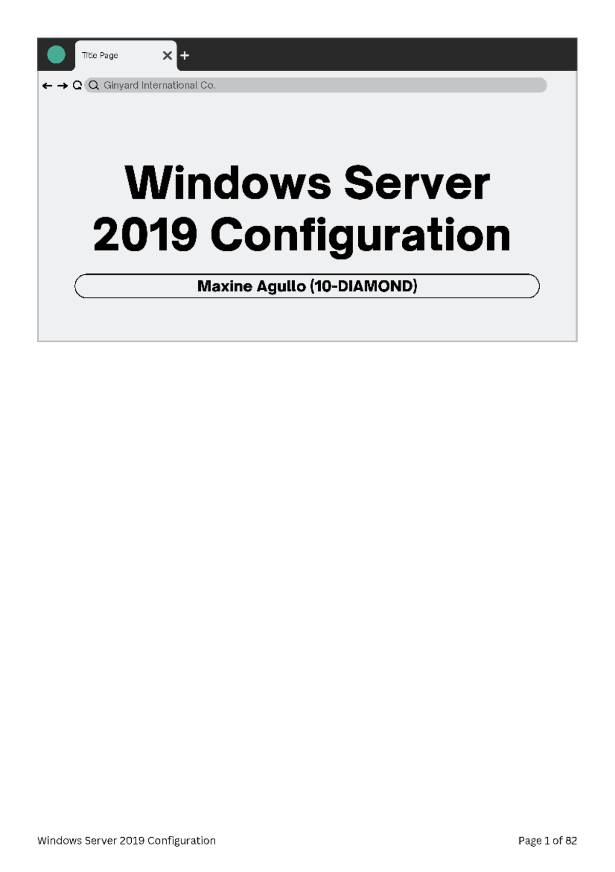 Windows Server 2019 Configuration - Title Page X Q a Ginyard ...