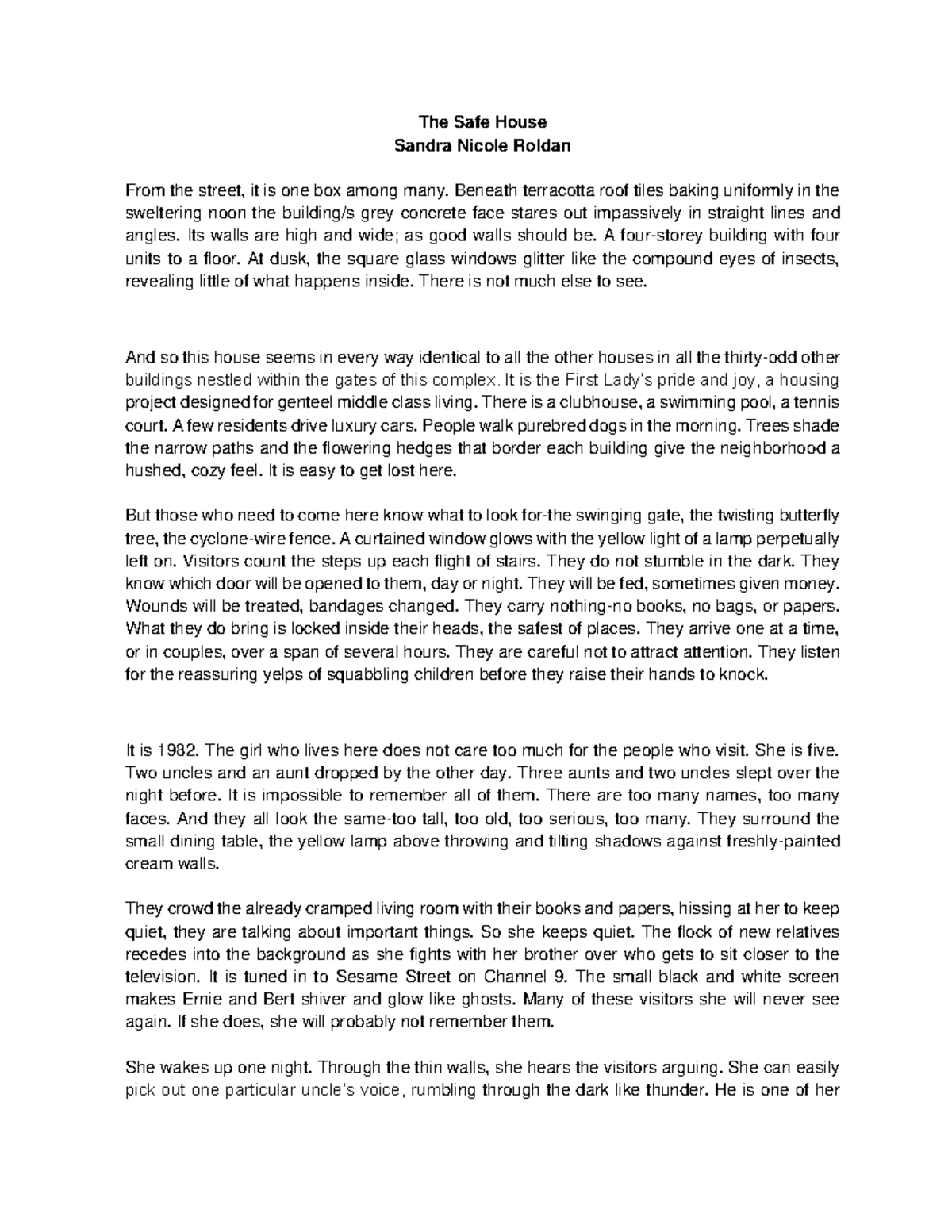 THE SAFE House BY Sandra Nicole Roldan - The Safe House Sandra Nicole ...