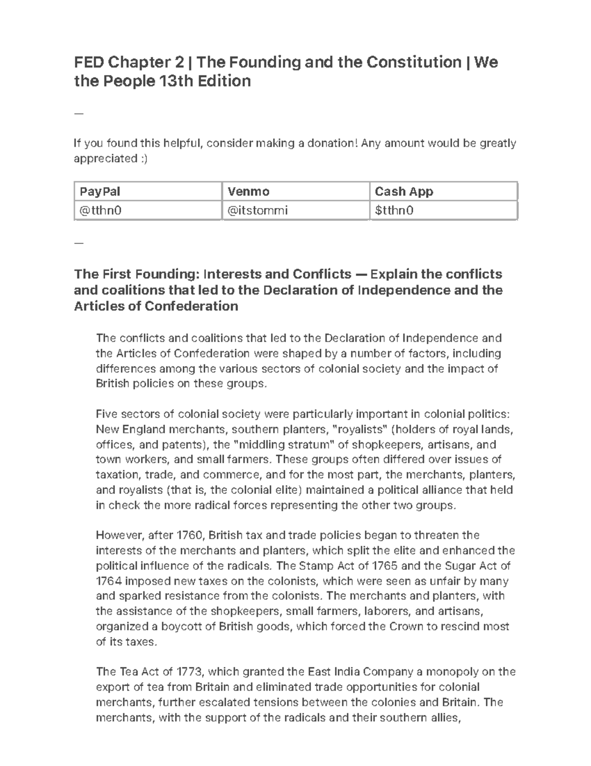 FED Chapter 2 The Founding and the Constitution We the People… - FED ...