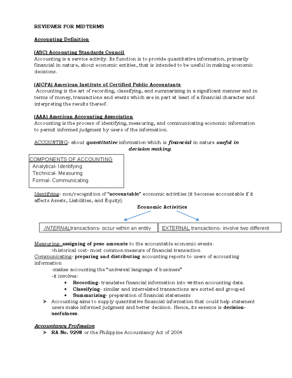 Review-for-Midterms - Notes - REVIEWER FOR MIDTERMS Accounting ...