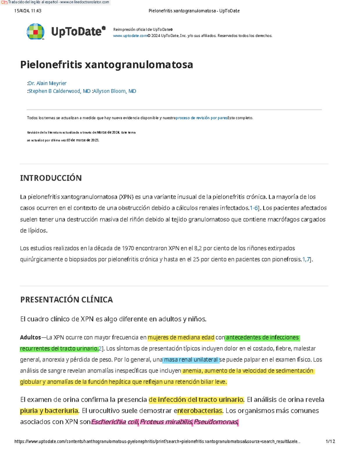 Xanthogranulomatous pyelonephritis - Up To Date - 15/4/24, 11:43 ...