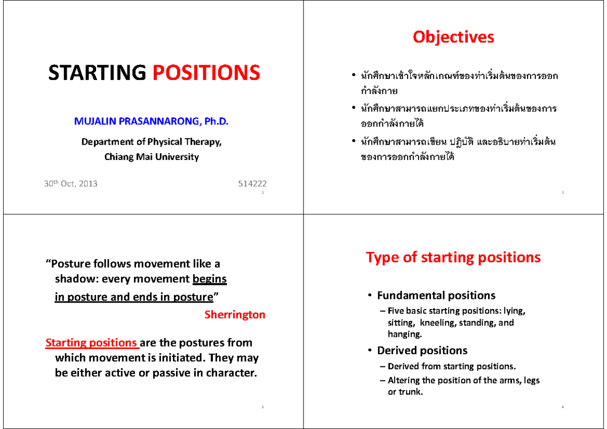 514222 Starting position - STARTINGSTARTING POSITIONSPOSITIONS 30 thOct ...