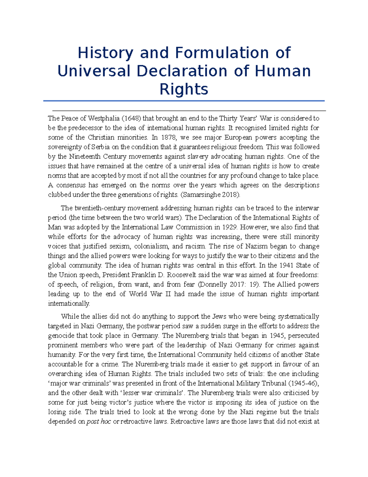 History and Formulation of Universal Declaration of Human Rights ...