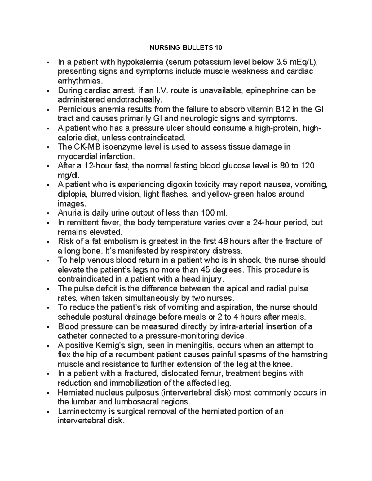 Random Lesson Fundamental of Nursing in Bullets - NURSING BULLETS 10 In ...