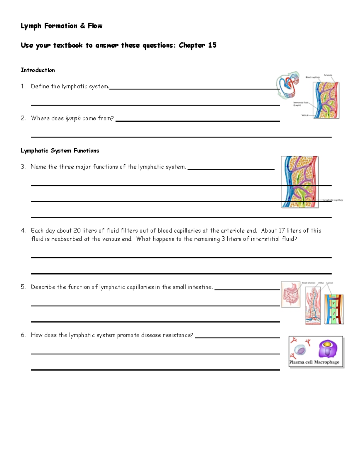 Lymphatics problem set 1 - Lymph Formation & Flow Use your textbook to ...