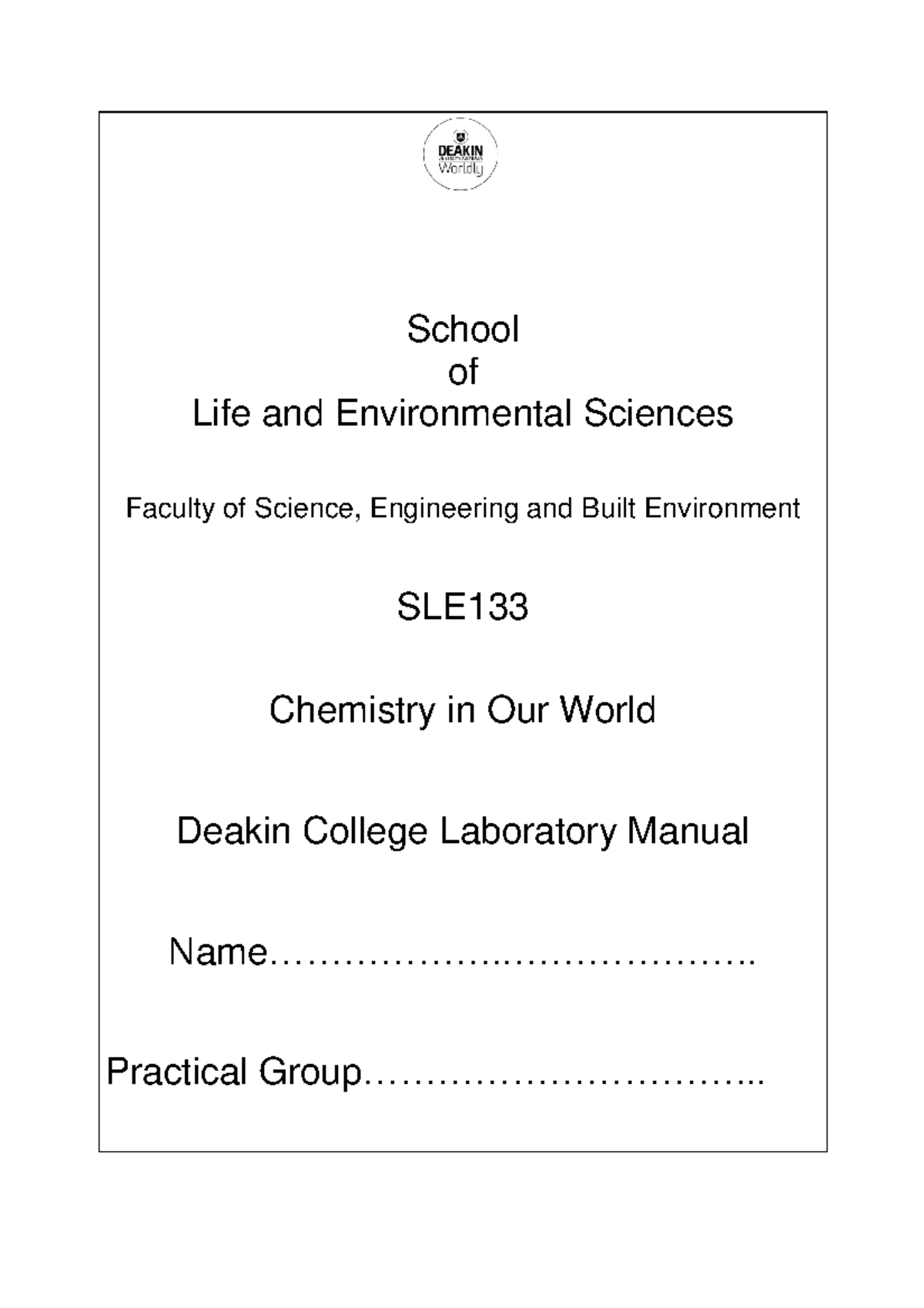 Complete Laboratory Manual With Appendices - School of Life and ...