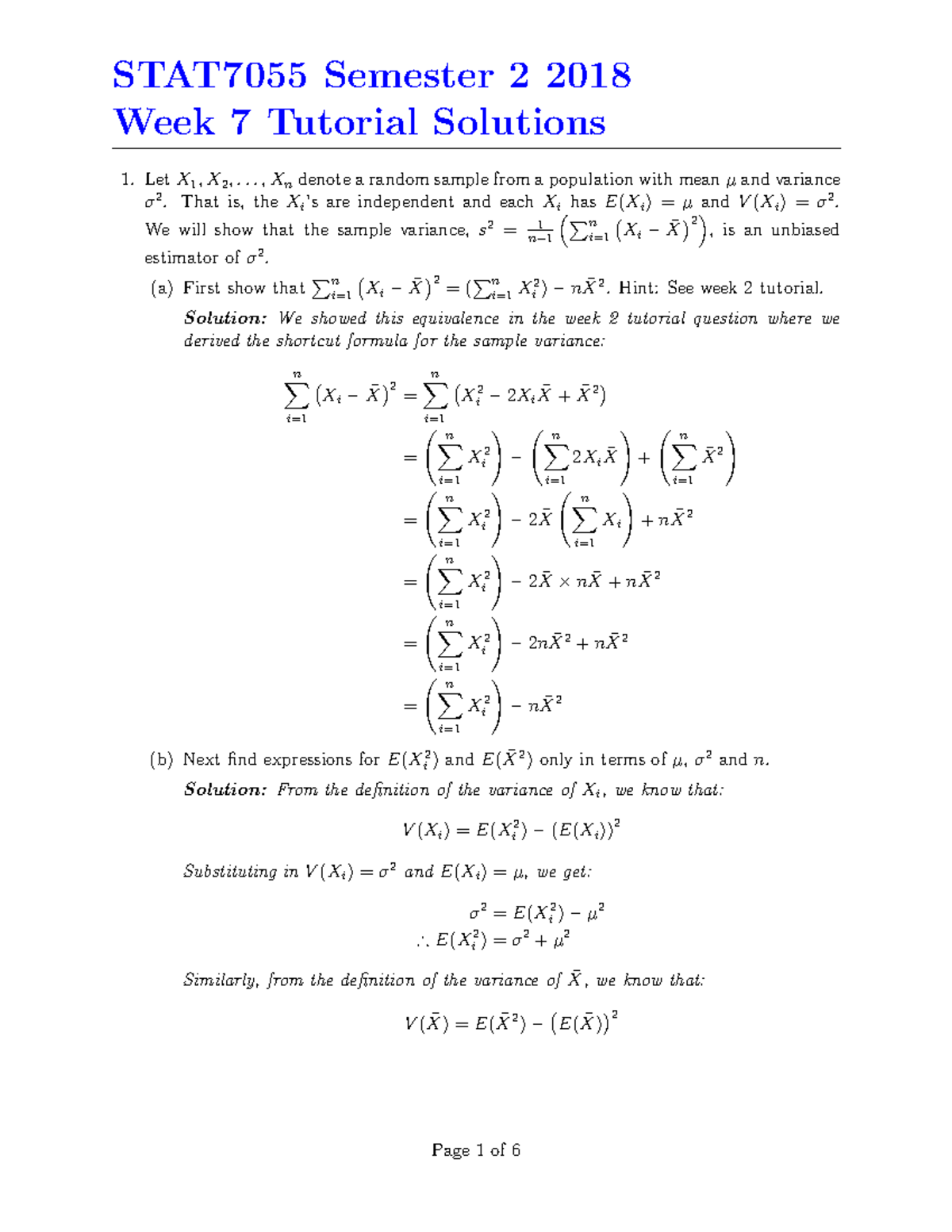 STAT7055 2018-S2 T06 Sol - STAT7055 Semester 2 2018 Week 7 Tutorial ...