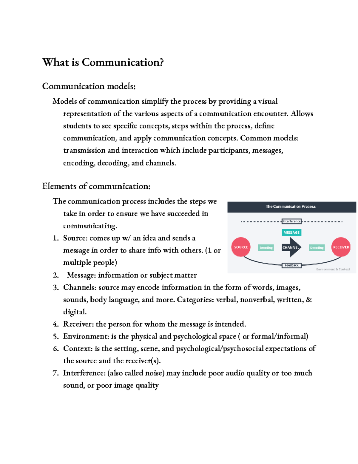 Final Exam Study Guide What Is Communication Communication Models