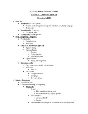 BIOL2371 Lecture 18 Annelida Quiz 19 - BIOL2371 Animal Form and Function Lecture 18 – Annelida ...