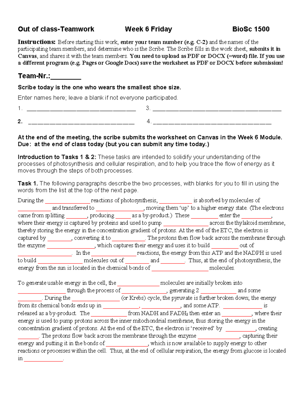 GW W6F new FS23 - assignment - Out of class-Teamwork Week 6 Friday ...