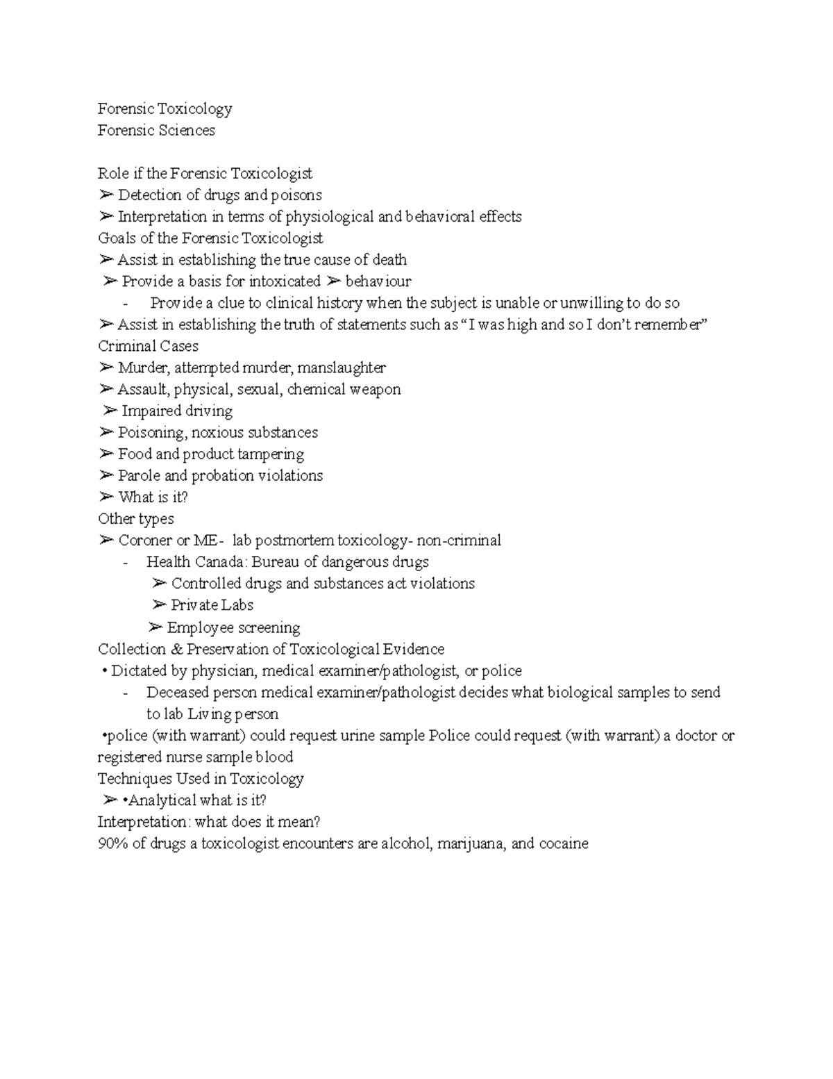 Forensic Toxicology - Lecture Notes - Forensic Toxicology Forensic ...