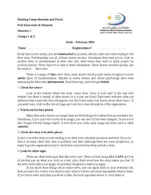 Reading comprehension exam 2019 - Mohammed First University Professor ...