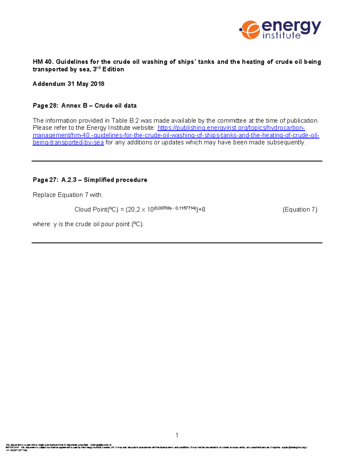 Crude Oil Washing 1 - 1 HM 40. Guidelines for the crude oil washing of ...