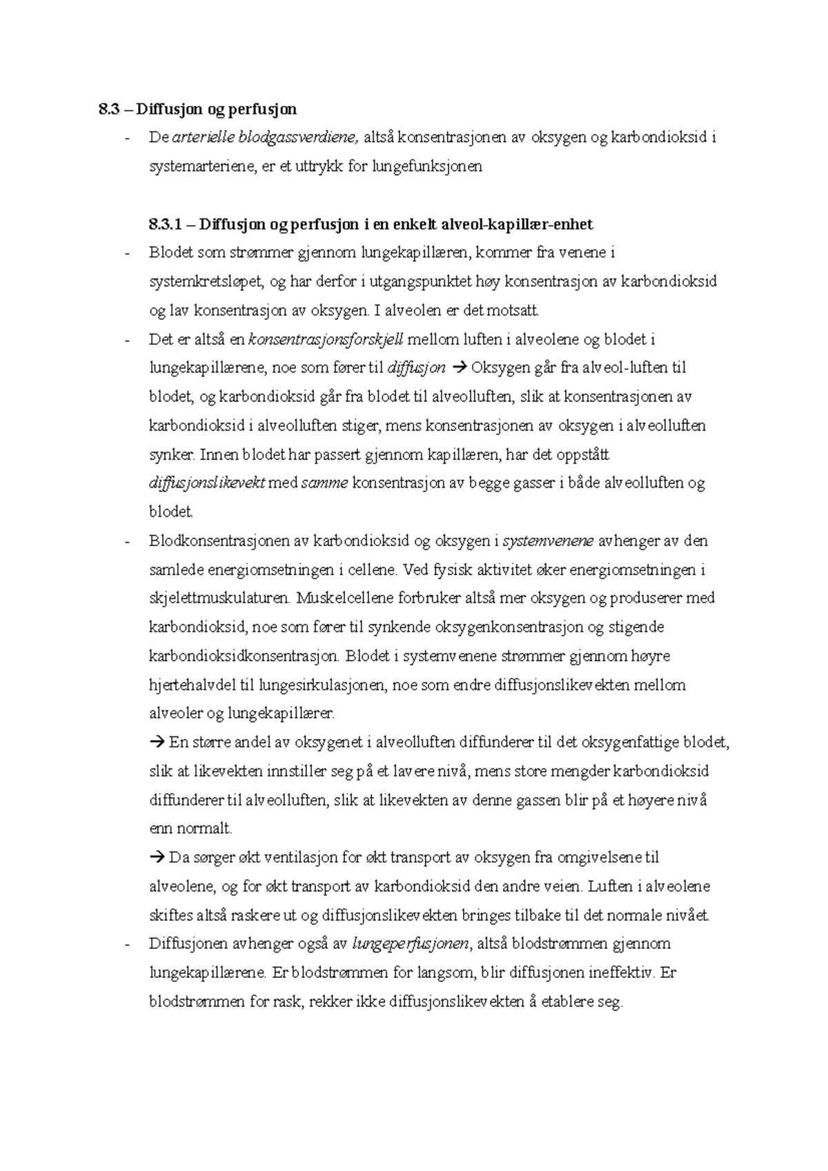 8.3 - Diffusjon og perfusjon - 8 – Diffusjon og perfusjon - De ...