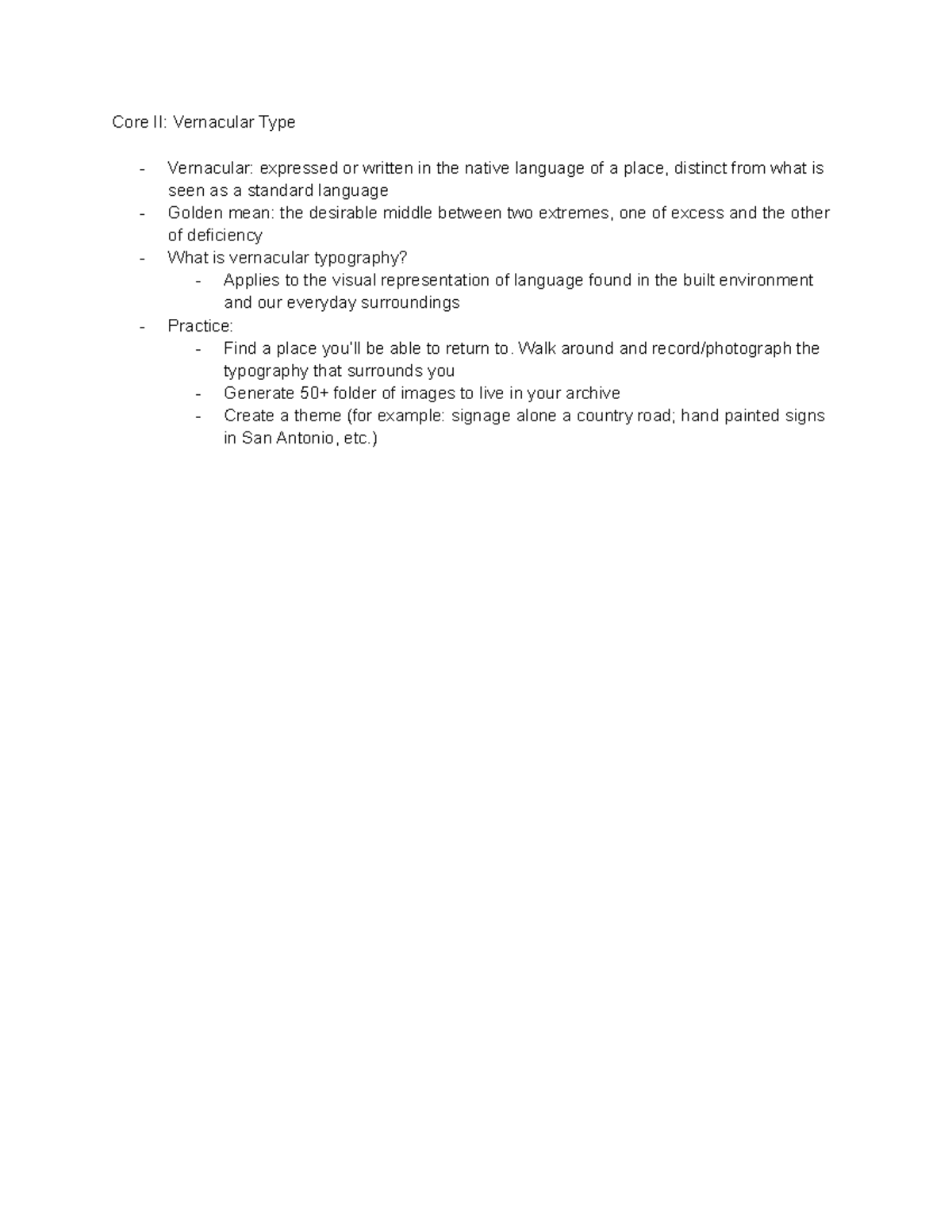 Vernacular Type - Core II: Vernacular Type Vernacular: expressed or ...