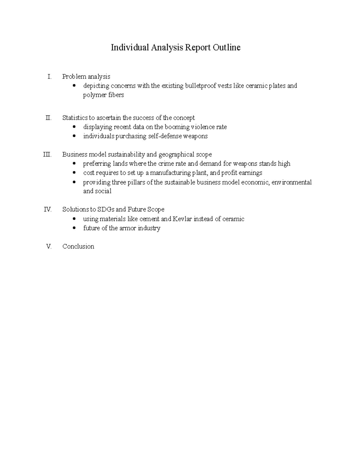 Individual Analysis Report Outline - Problem analysis depicting ...
