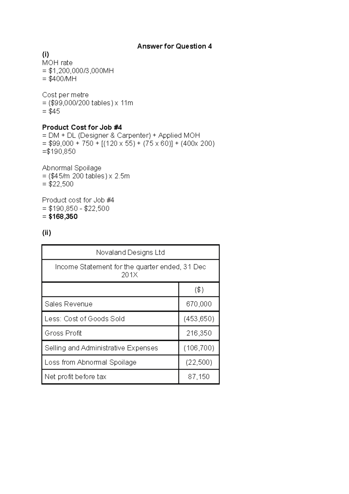 Answer for Question 4 Class Activity - Answer for Question 4 (i) MOH ...