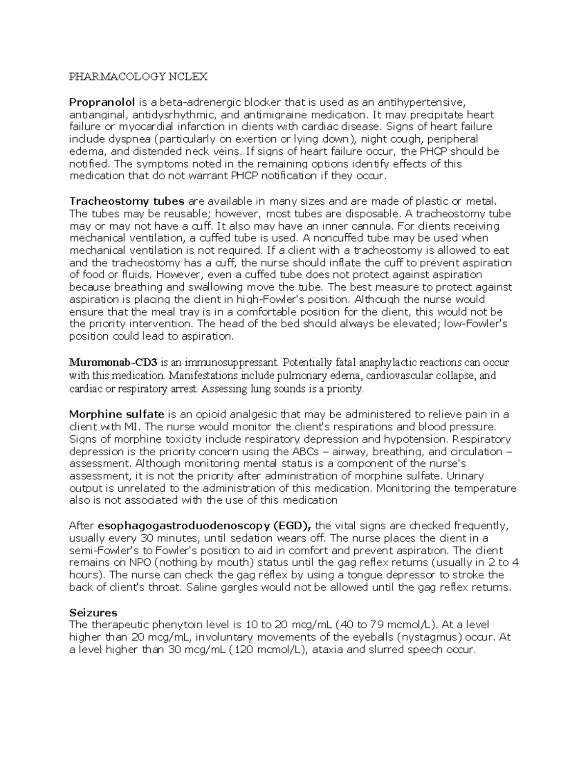 Pharmacology MEDS Nclex - PHARMACOLOGY NCLEX Propranolol is a beta ...