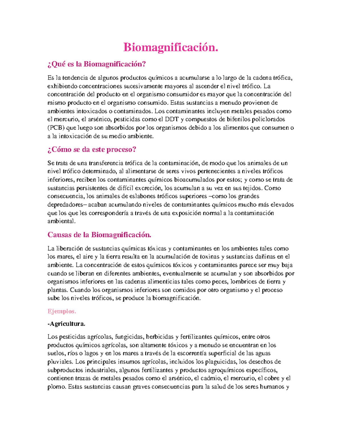 Biomagnificación - ¿Qué es la Biomagnificación? Es la tendencia de ...