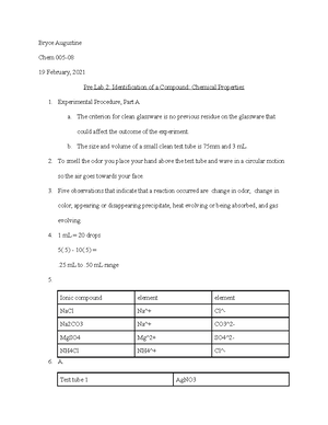 Experiment 9 A Volumetric Analysis Pre-laboratory Assignment - CHEM 005 - Studocu