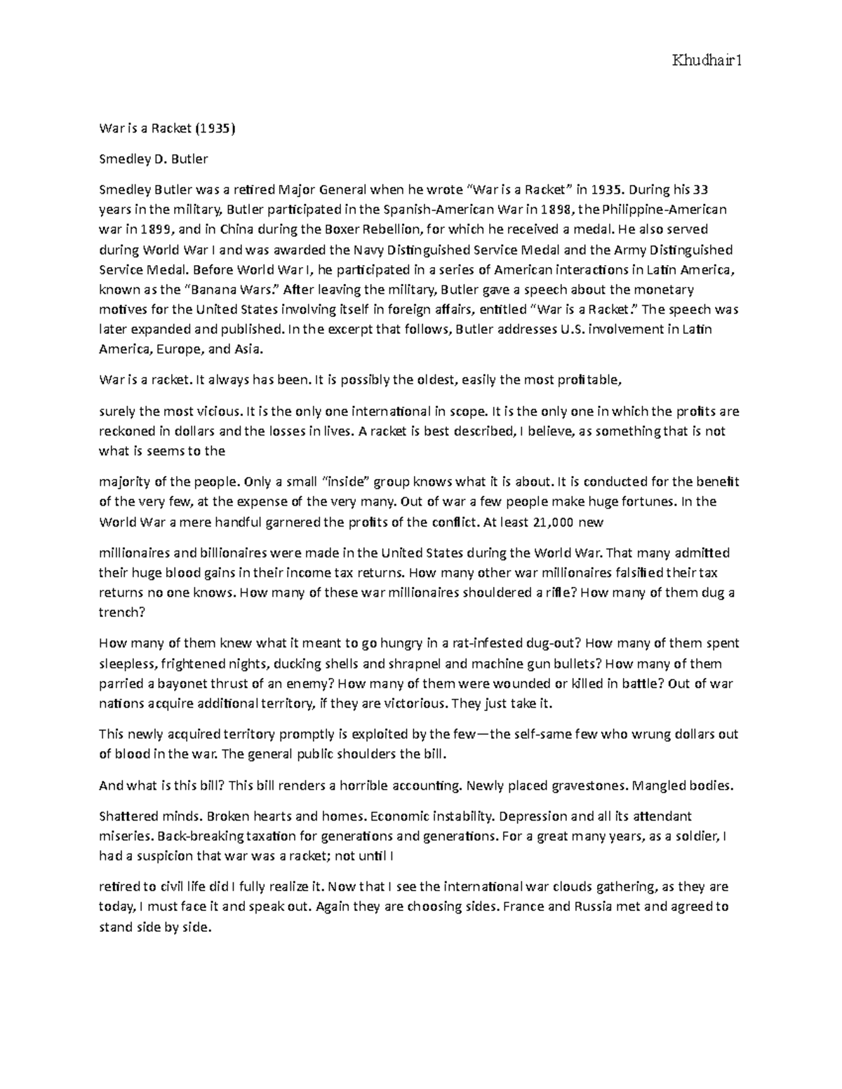 War is a Racket - physics exam review - Khudhair War is a Racket (1935 ...