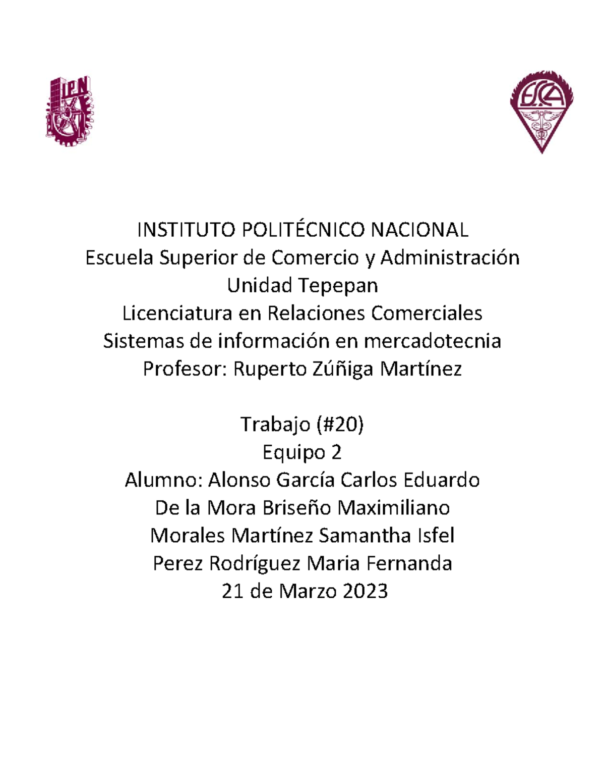Actividad 19 - .... - INSTITUTO POLITÉCNICO NACIONAL Escuela Superior de Comercio y ...