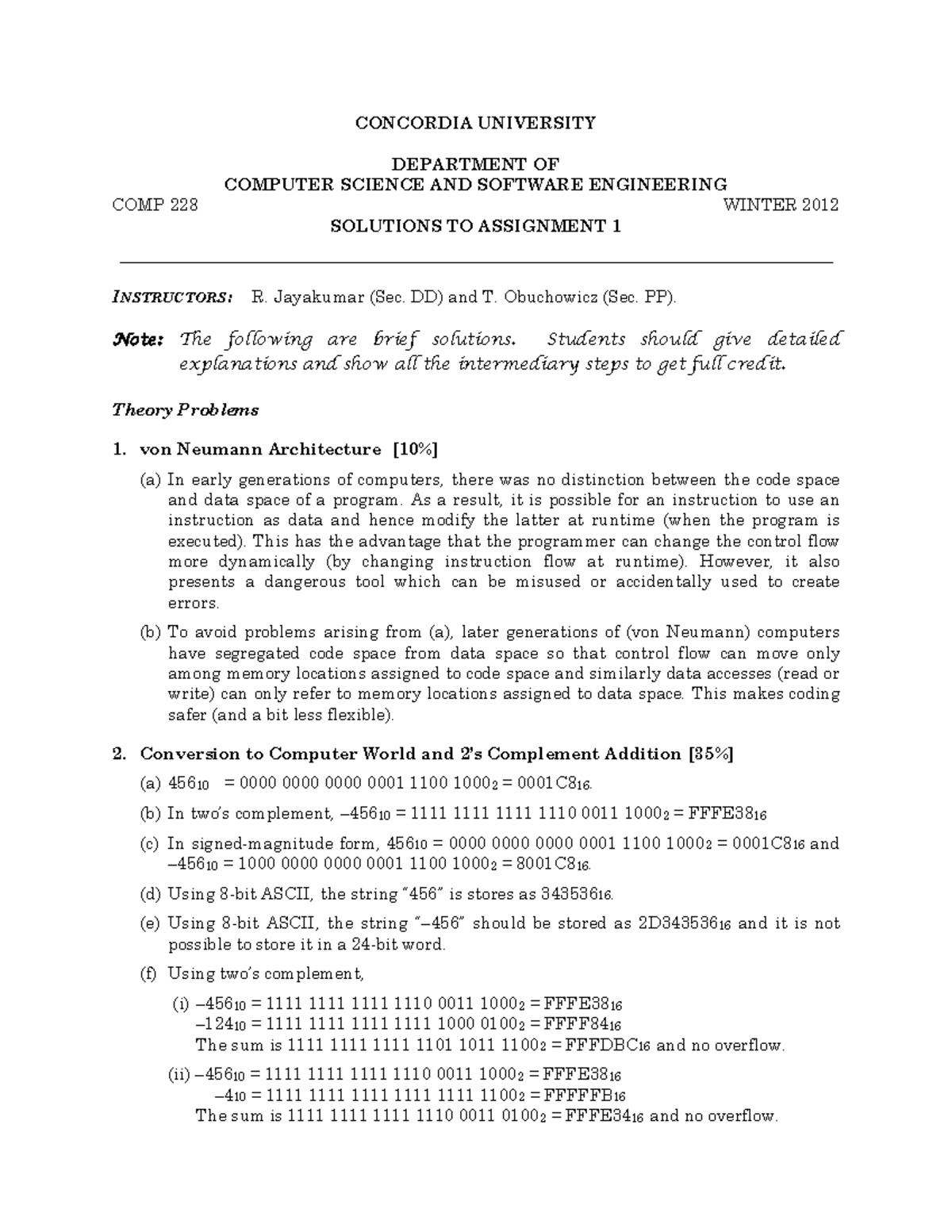 Solution 1 - good file - CONCORDIA UNIVERSITY DEPARTMENT OF COMPUTER ...