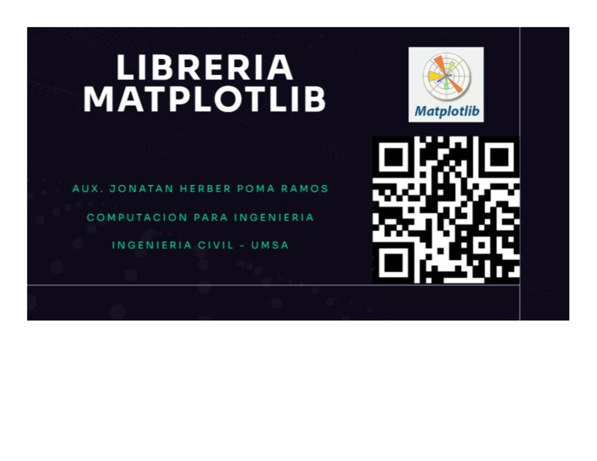 Clase Libreria Matplotlib - LIBRERIA MATPLOTLIB Matplotlib AUX. JONATAN ...