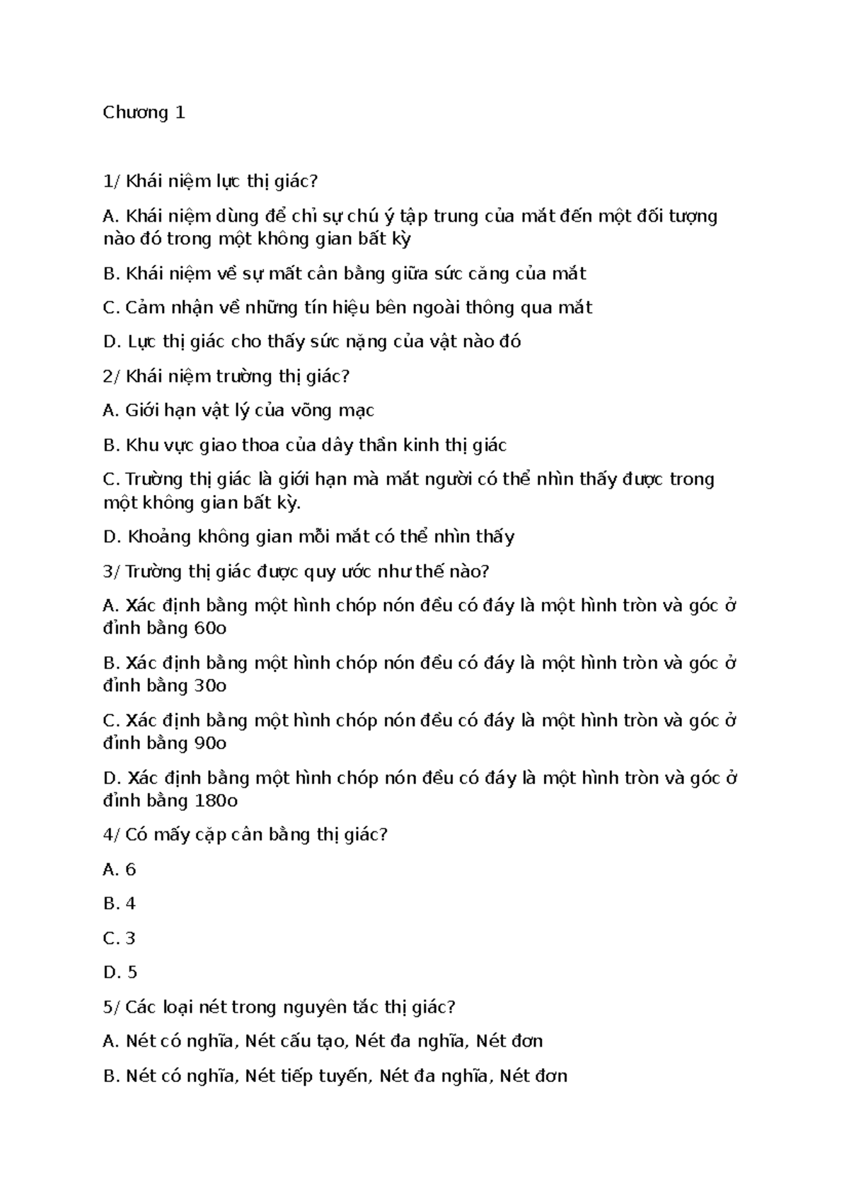 Tài liệu - Nhhhh - Chương 1 1/ Khái niệm lực thị giác? A. Khái niệm ...