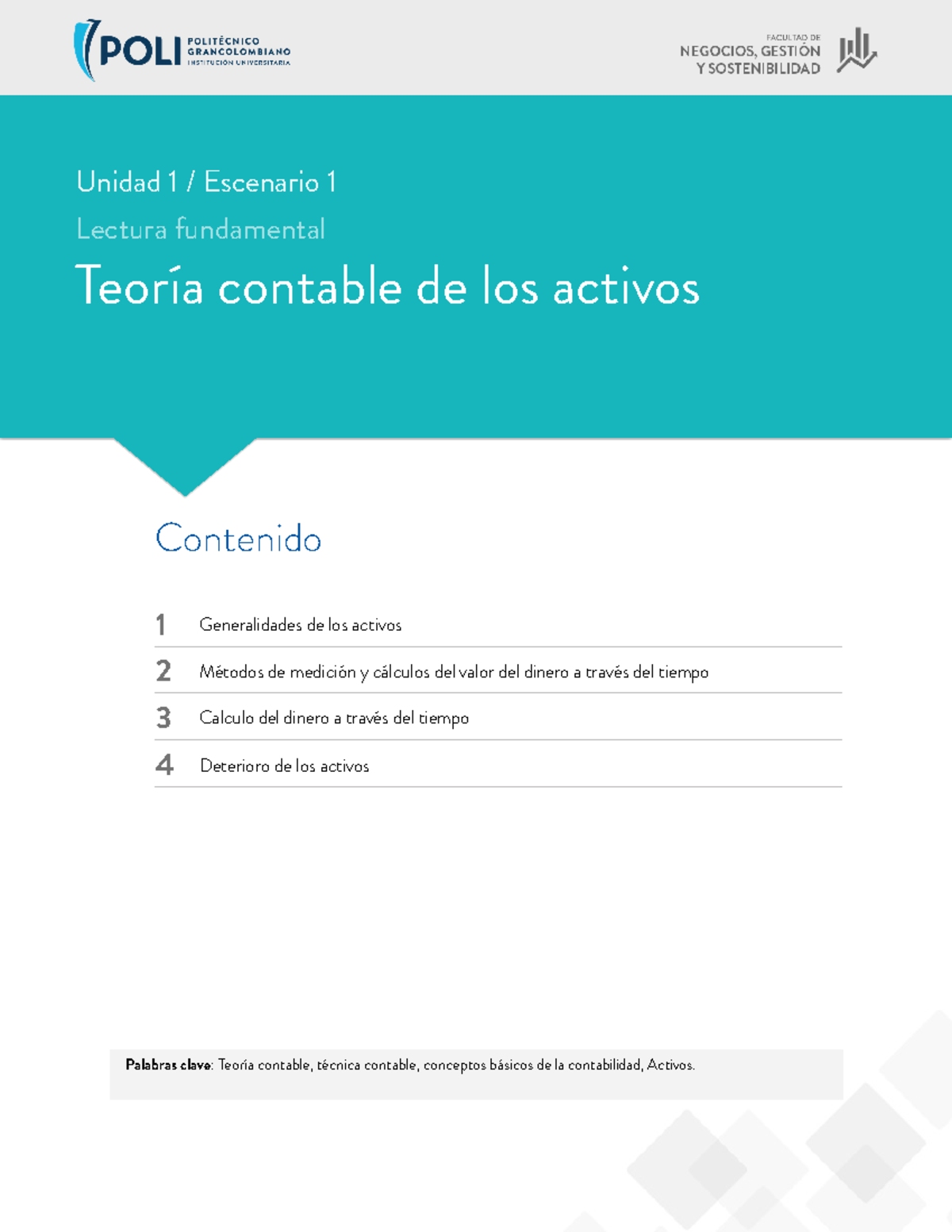 Lectura Fundamental 1 - CONTABILIDAD DE ACTIVOS POLI - Palabras clave ...