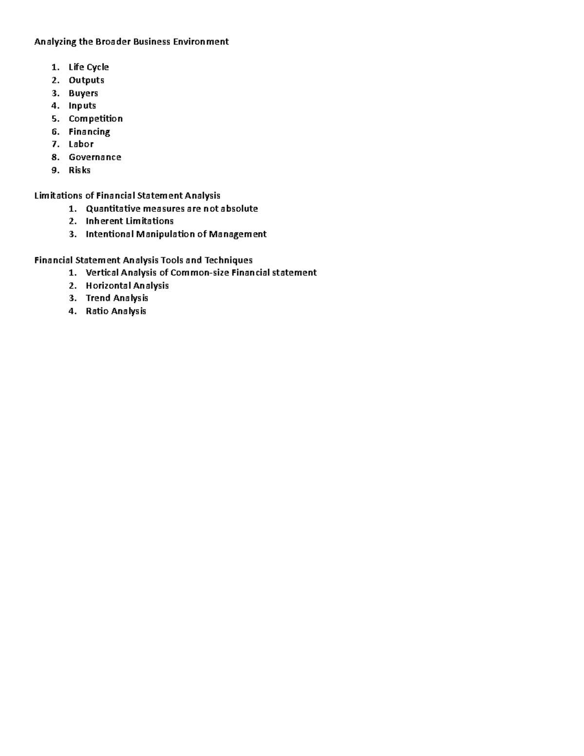 FS Analysis Material for Discussion - Analyzing the Broader Business ...