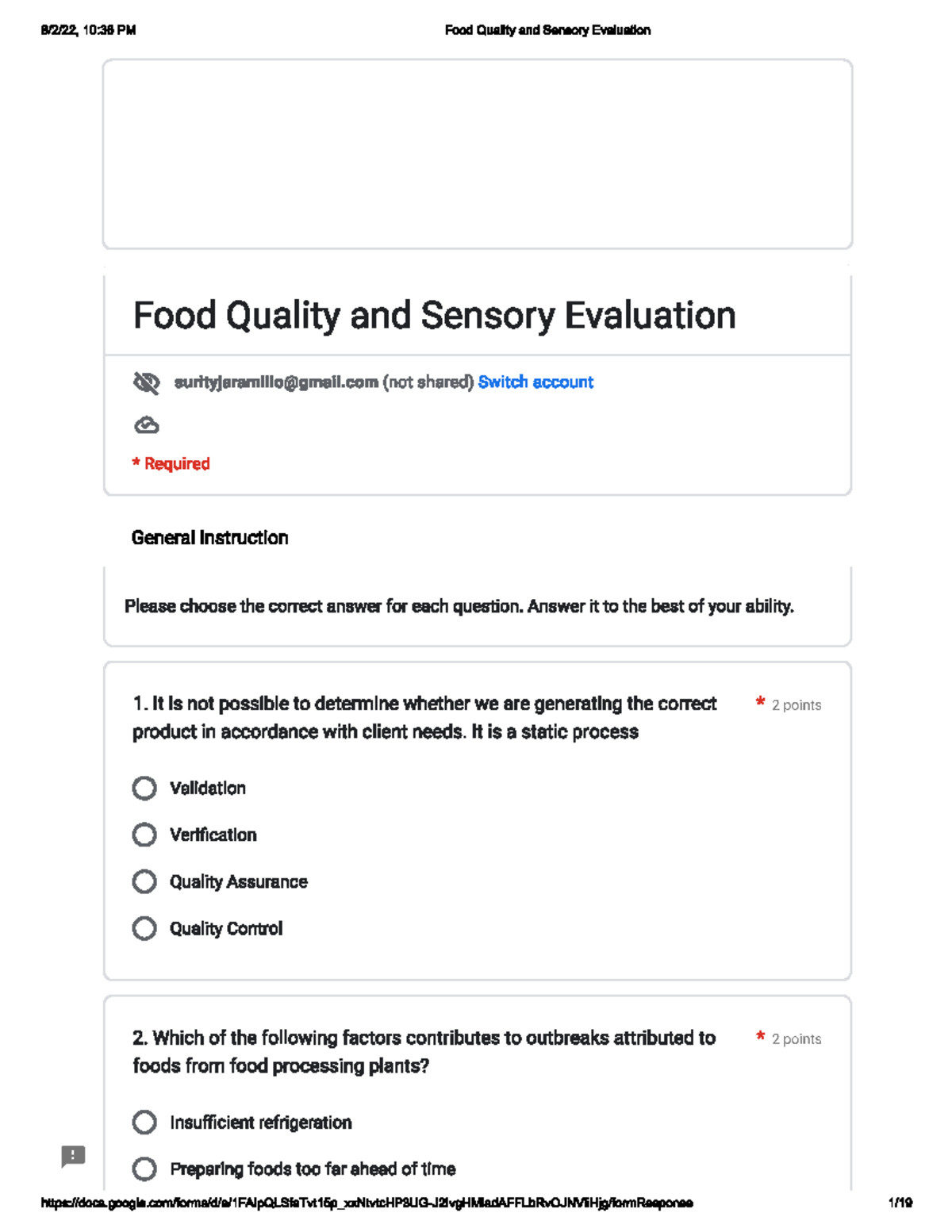 Food Quality and Sensory Evaluation - Studocu