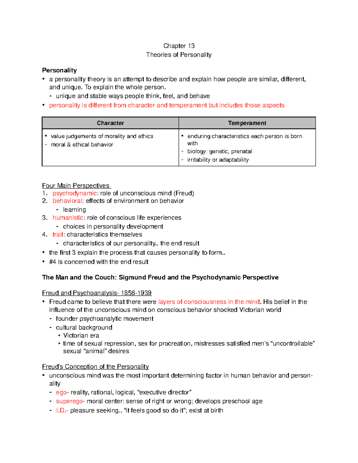 Chapter 13- Theories of Personality - Chapter 13 Theories of ...