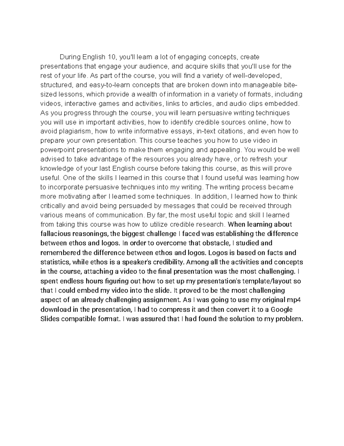 English 10 Final Assessment - During English 10, you'll learn a lot of ...