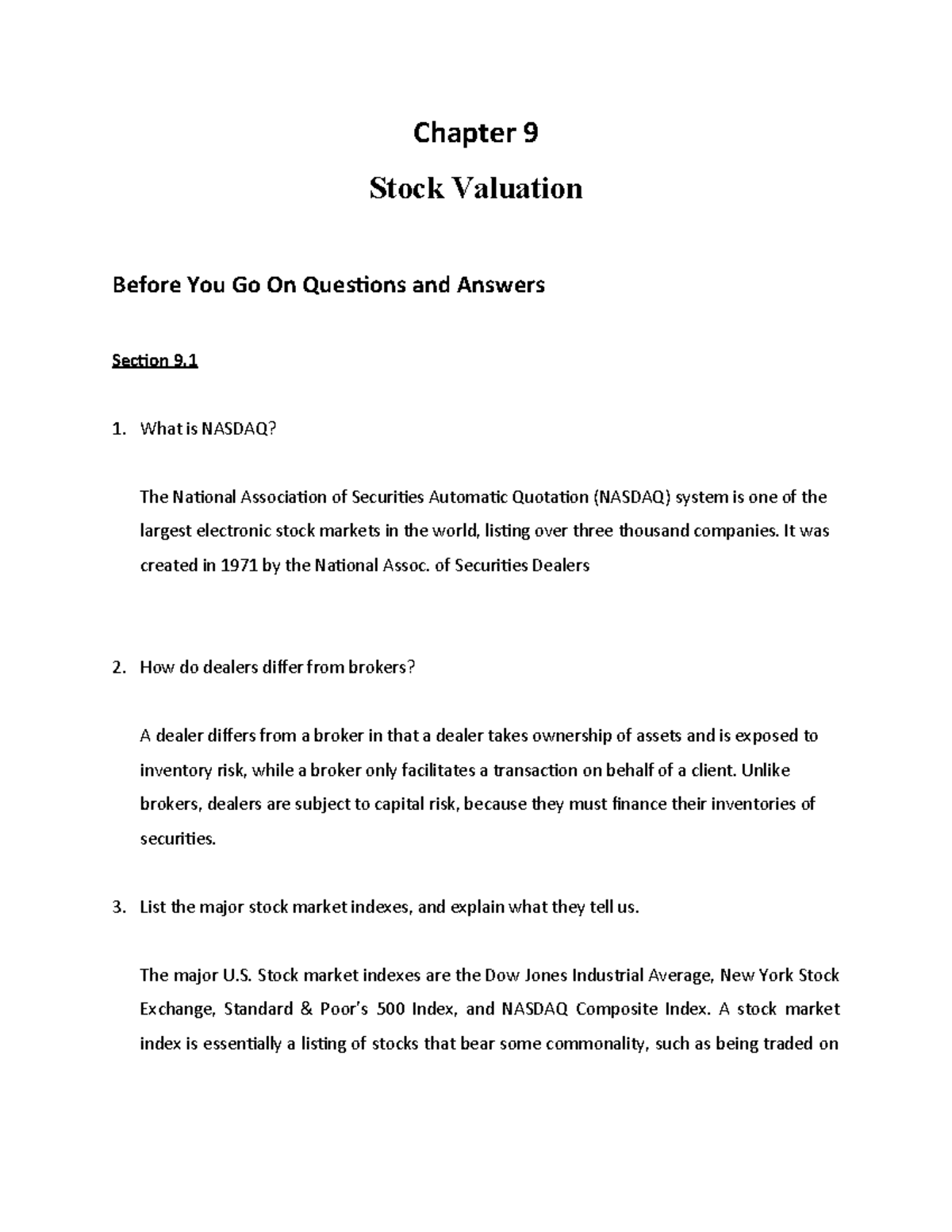 525838448-ch09 - nope - Chapter 9 Stock Valuation Before You Go On Questions and Answers Section ...
