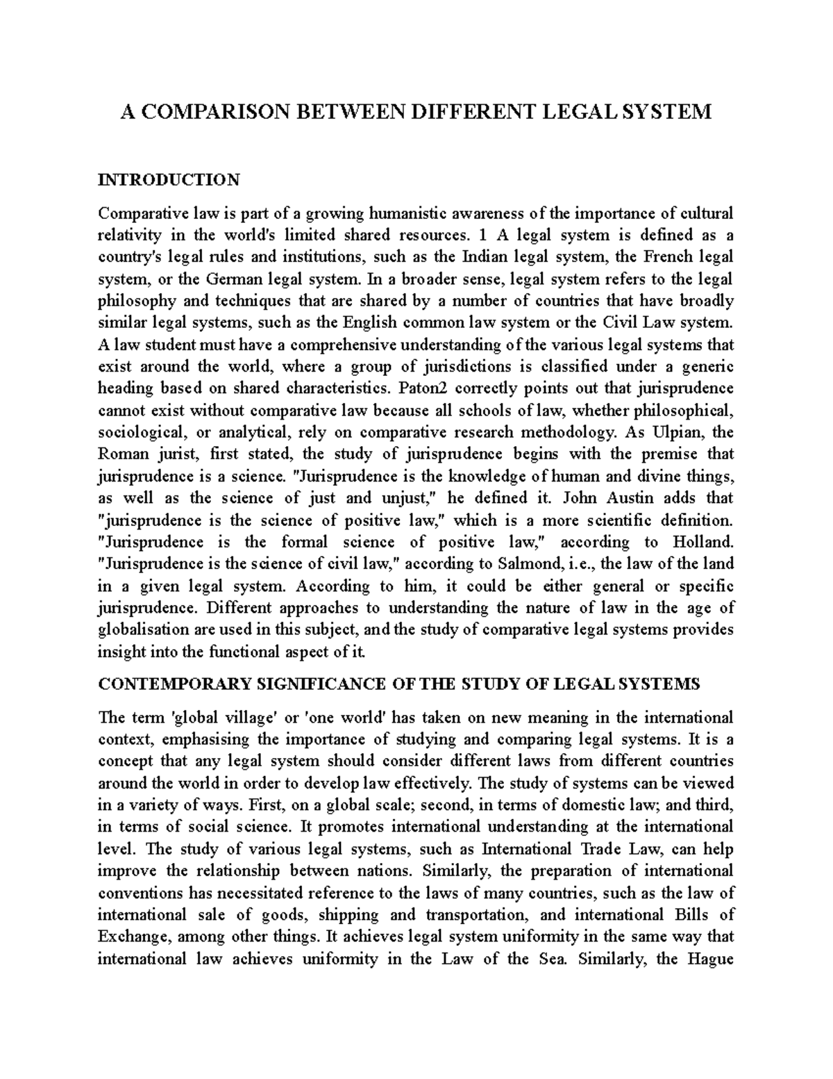 A Comparison Between Different Legal System - A COMPARISON BETWEEN ...