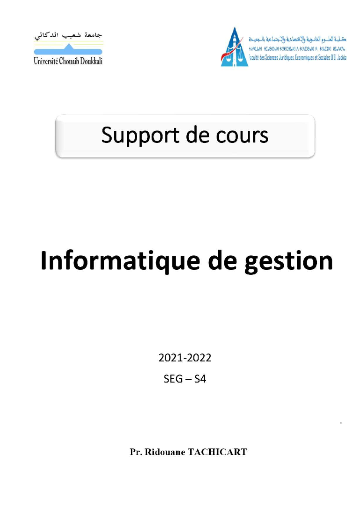 Informatique et de gestion - Informatique et gestion - Studocu