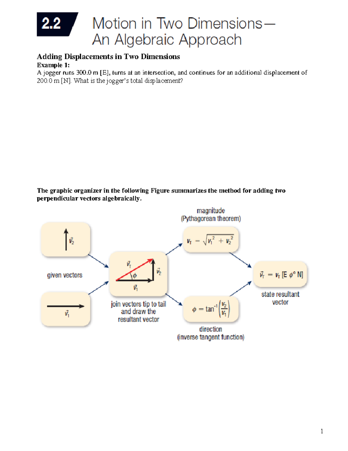 2.2 Motion in Two Dimensions - An Algebraic Approach - Adding ...