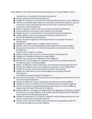 Social and Emotional Development summary - Social and Emotional ...