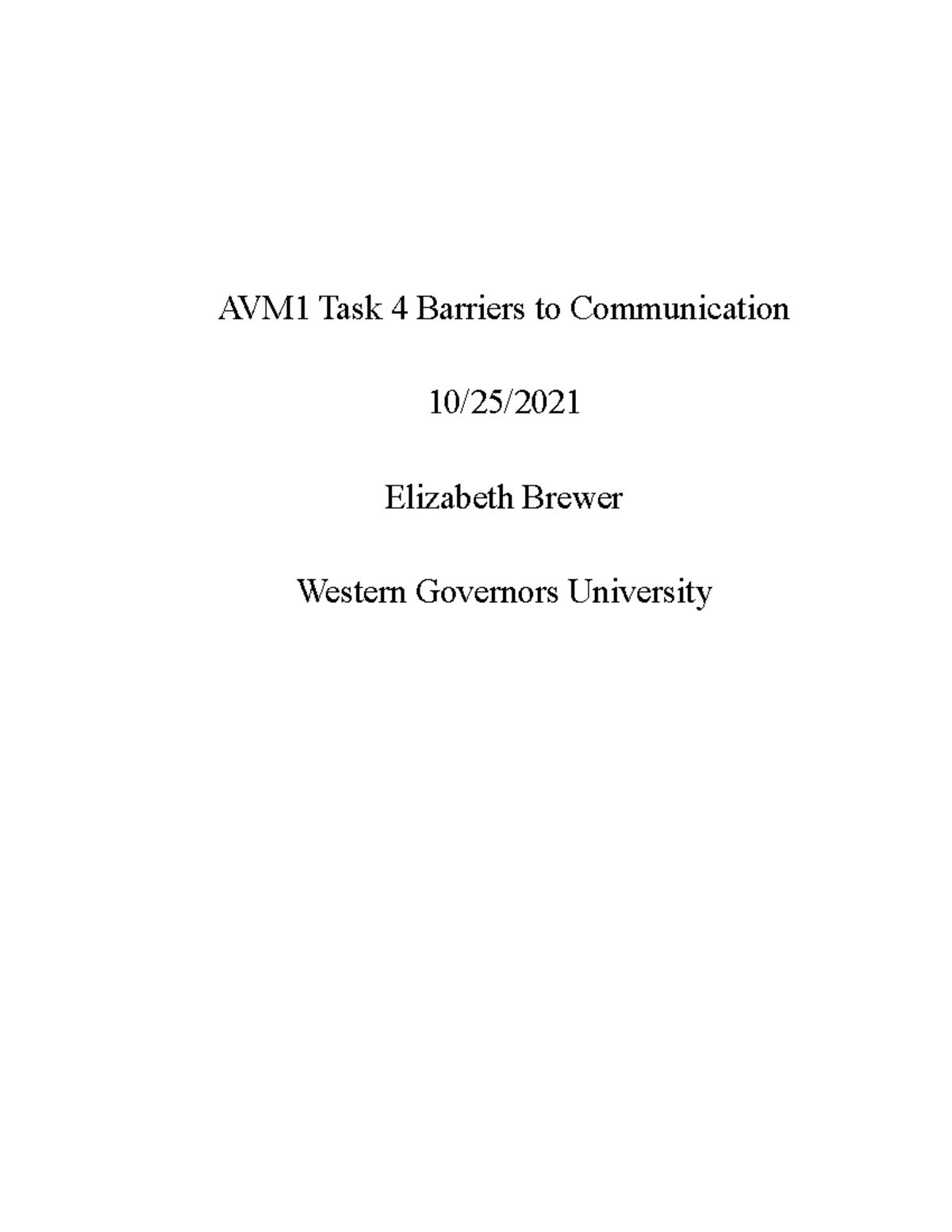 AVM1 Task 4 Barriers to Communication - AVM1 Task 4 Barriers to ...