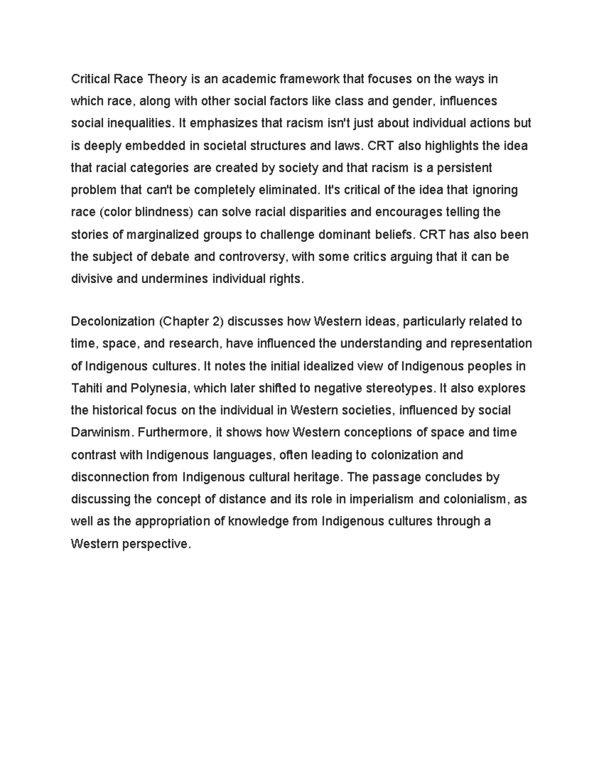 Critical Race Theory is an academic framework that focuses on the ways ...