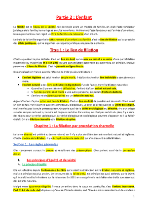 Cas Pratique Droit de la famille La filiation - TD : Droit de la ...
