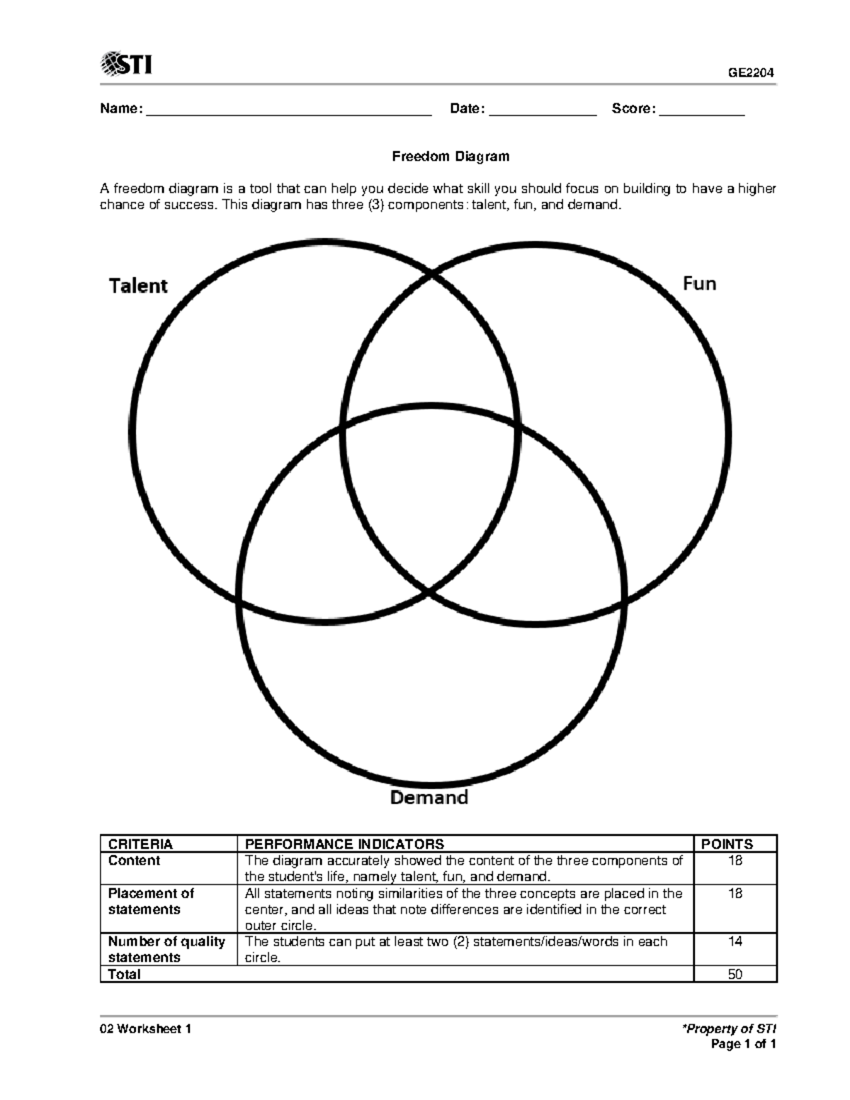 02 Worksheet 1 - Lesson - GE 02 Worksheet 1 *Property of STI Page 1 of ...