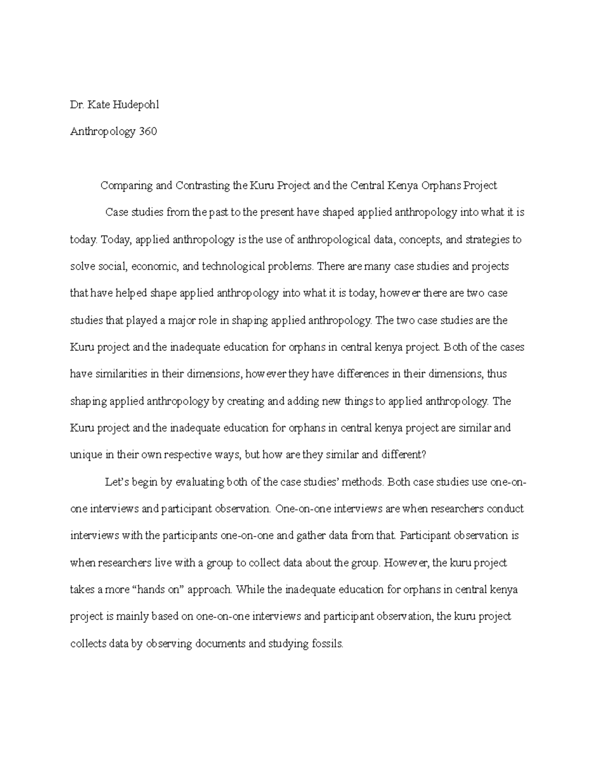 ANTH 360 the Kuru and the Central Kenya Orphans Project - Dr. Kate ...