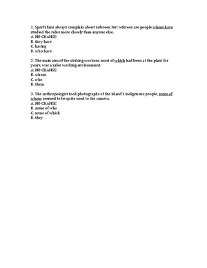 Who's Whose worksheet homework - 1D 2A 3C 4A The customer who’s bag this is should report to ...