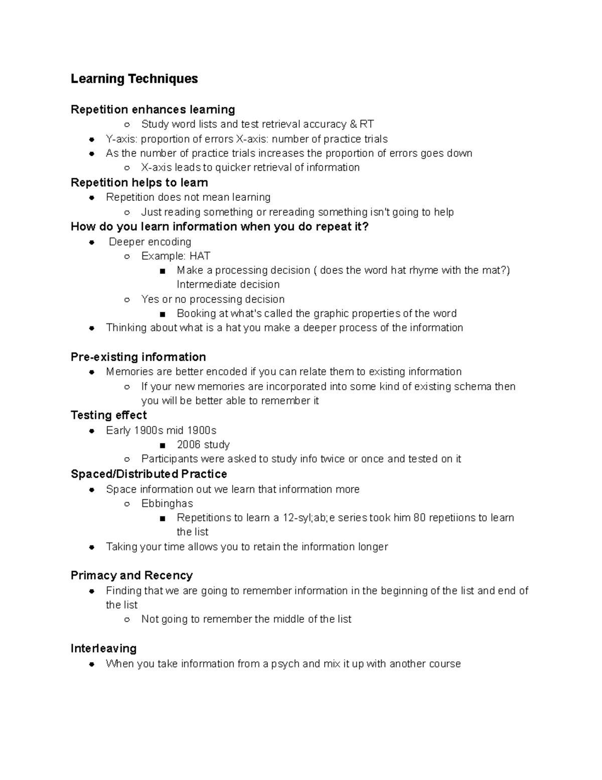 Psych 313 Cognition - I have Professor Joshua Sandry. These are notes ...