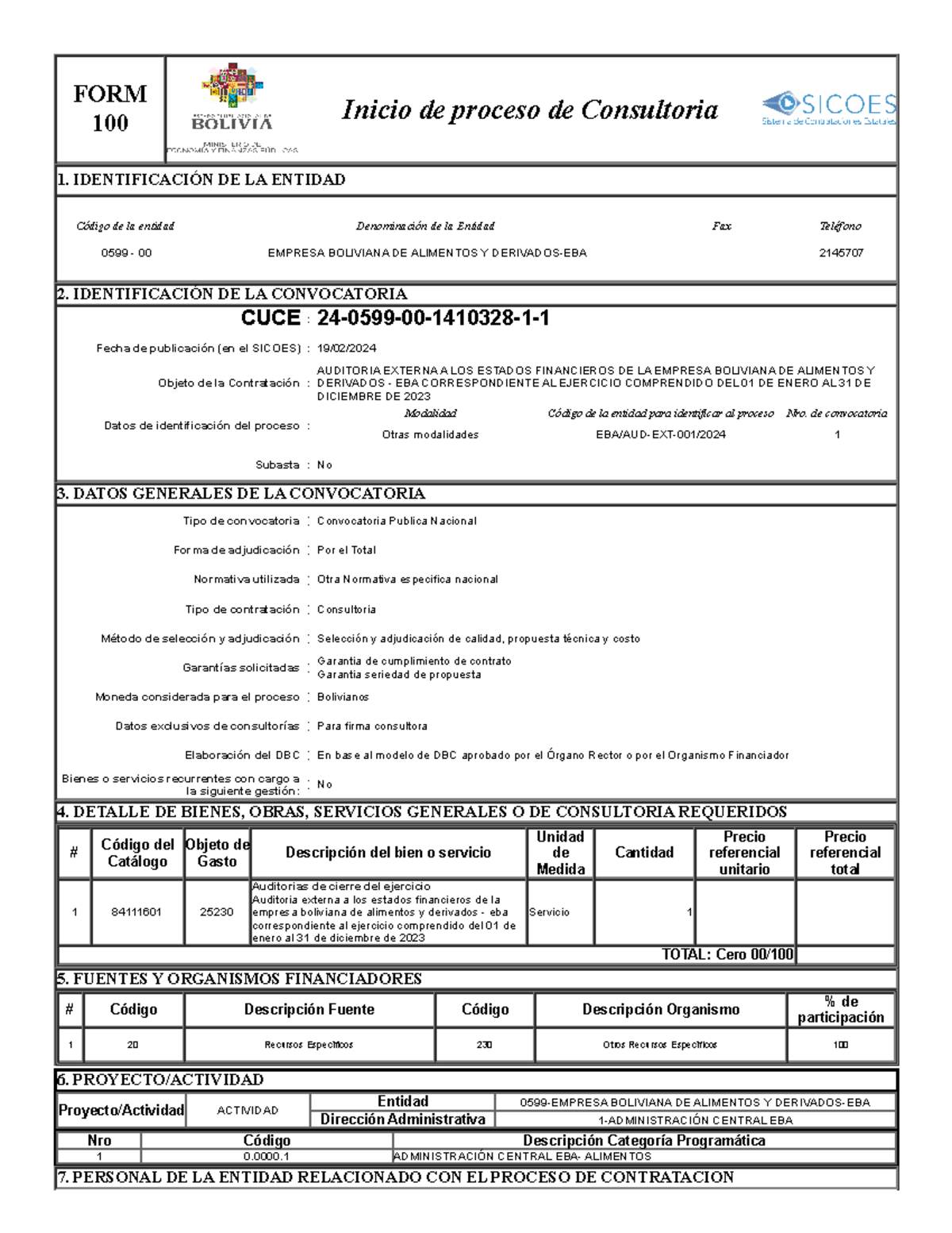 Form-110-149 - FORM 100 Inicio de proceso de Consultoria 1 ...